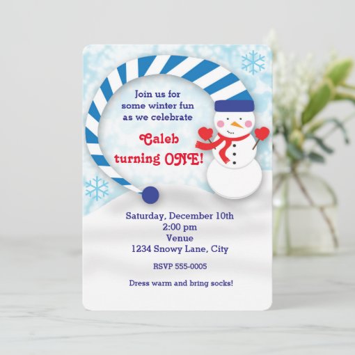 Winter Snowman Snowy Holiday Cute Party Invitation | Zazzle