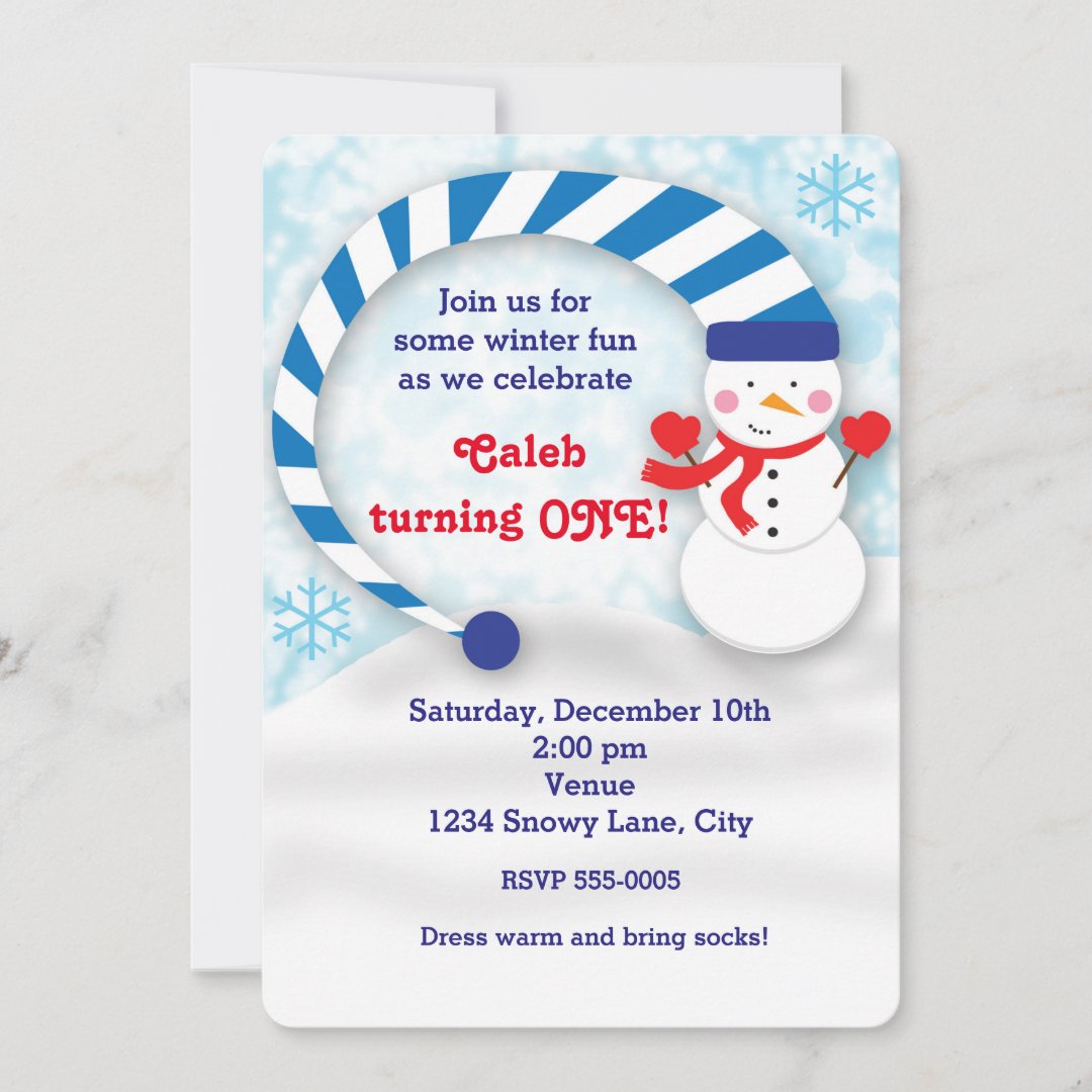 Winter Snowman Snowy Holiday Cute Party Invitation | Zazzle