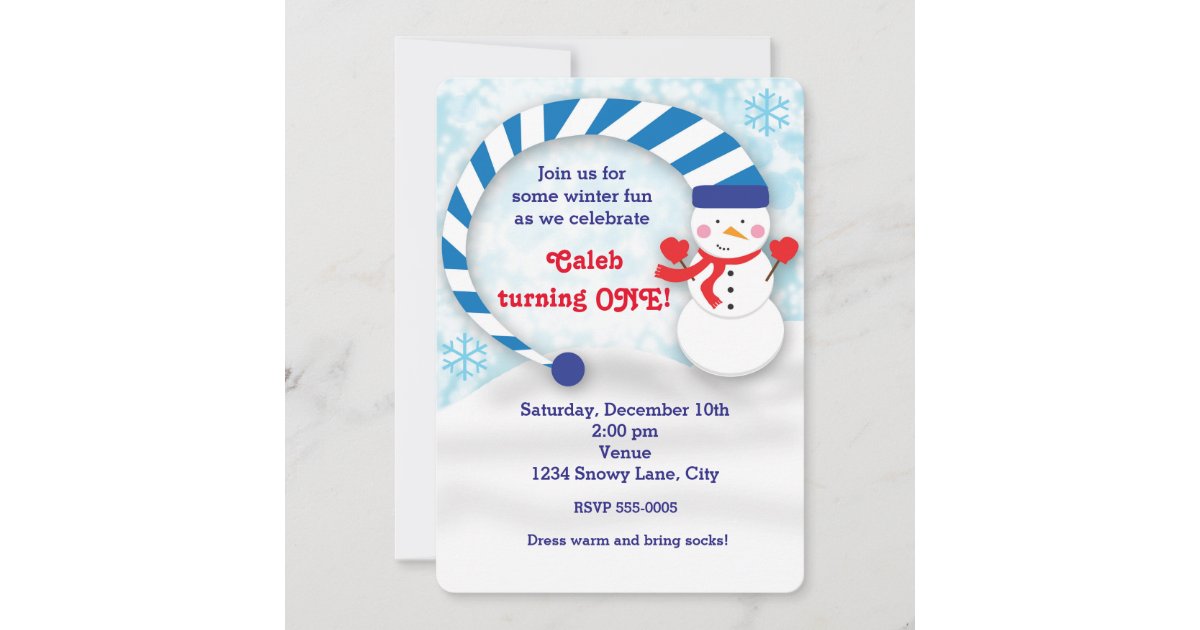 Winter Snowman Snowy Holiday Cute Party Invitation | Zazzle