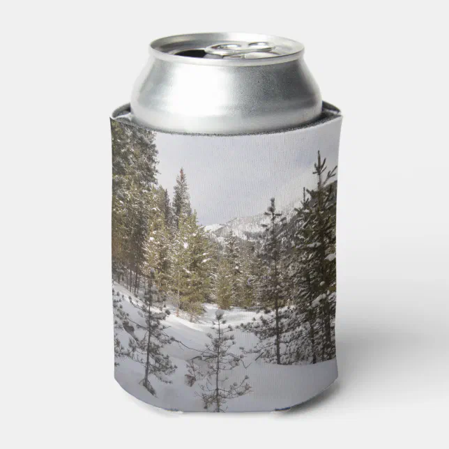 Winter Snowy Mountain Scene in Montana Can Cooler | Zazzle
