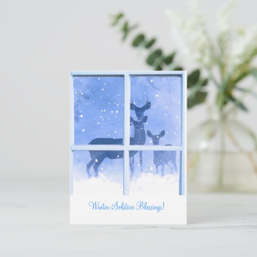 Winter Solstice Blessings Deer Postcard | Zazzle