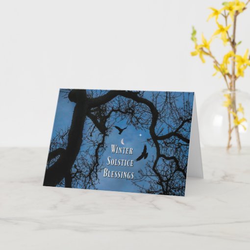 Winter Solstice Blessings Raven Moon and Oak Tree Card | Zazzle