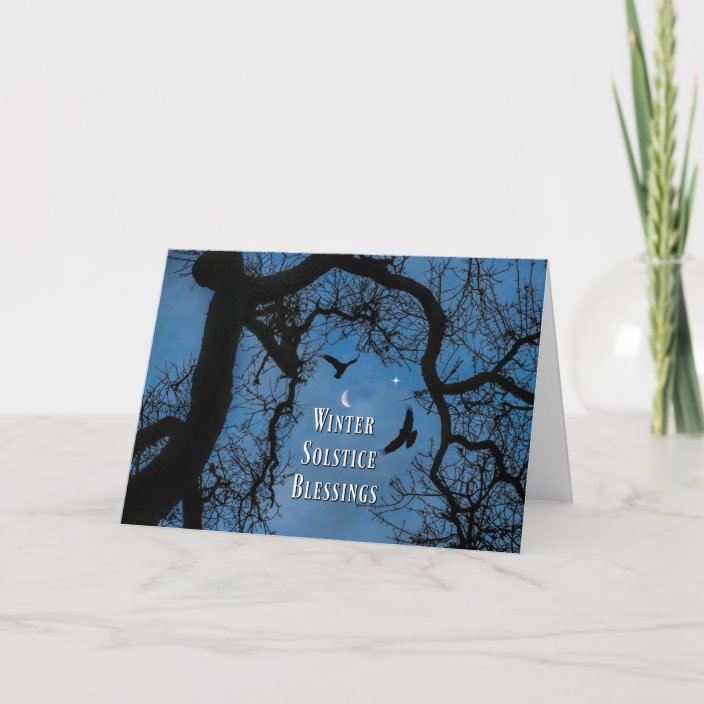 Winter Solstice Blessings Raven Moon and Oak Tree Card | Zazzle.com