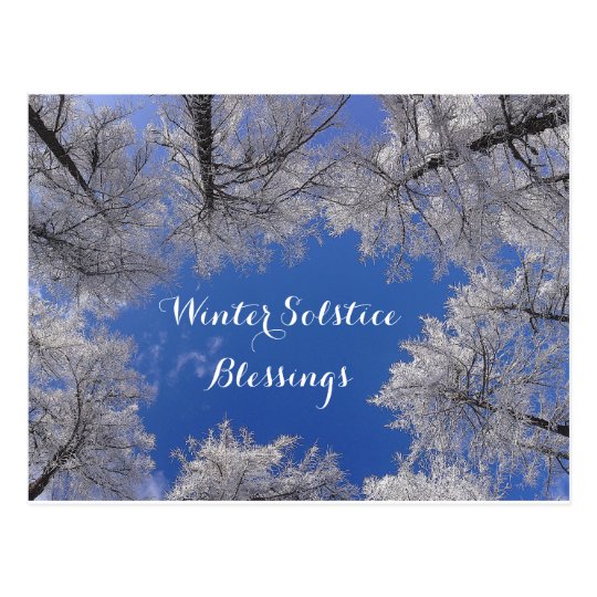 Winter Solstice Blessings Winter Trees and Sky Postcard | Zazzle.com