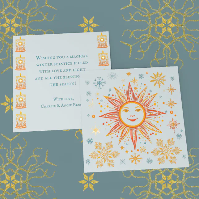 Winter Solstice Folk Art Sun Holiday Greeting Card | Zazzle