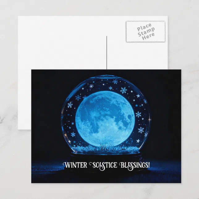 Winter Solstice Full Moon Mystical Crystal Ball Holiday Postcard | Zazzle