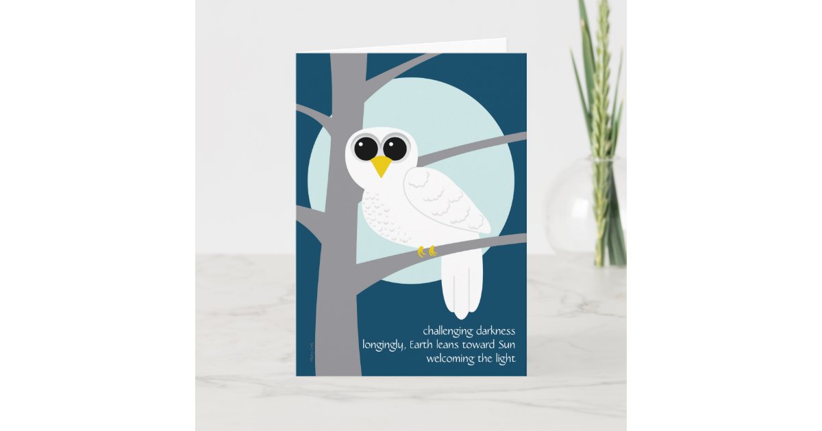 Winter Solstice Haiku Snowy Owl Holiday Card | Zazzle