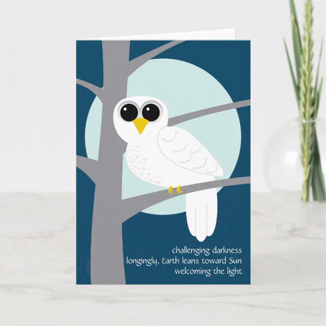 Winter Solstice Haiku Snowy Owl Holiday Card | Zazzle