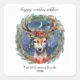 Winter Solstice Holiday Deer Wreath Yule Christmas Square Sticker | Zazzle