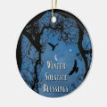 Winter Solstice Holiday Ornament with Ravens | Zazzle