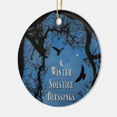 Winter Solstice Holiday Ornament with Ravens | Zazzle