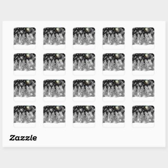 Winter Solstice Snowfall Square Sticker | Zazzle