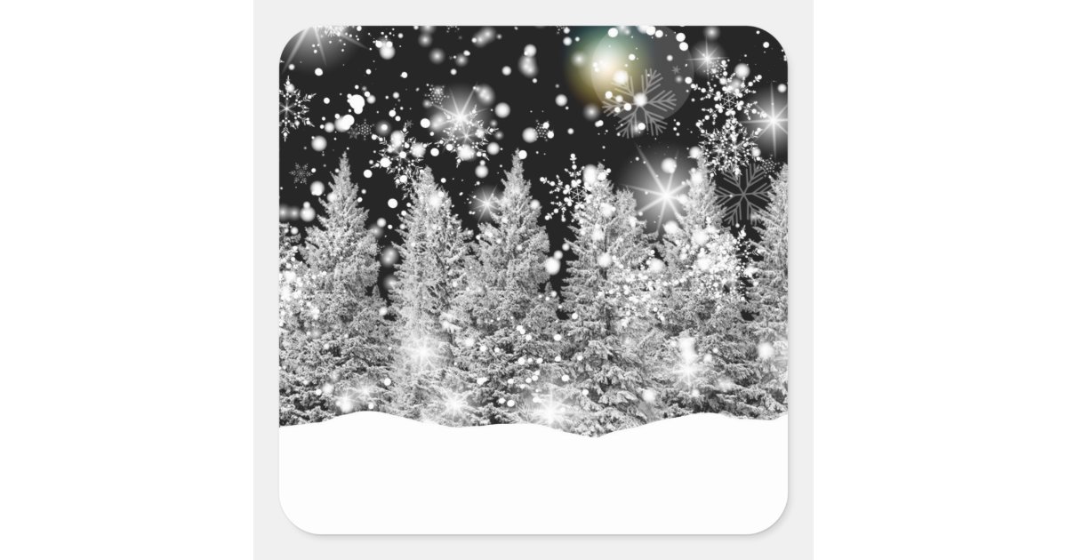 Winter Solstice Snowfall Square Sticker | Zazzle