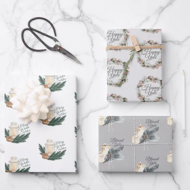 Winter Solstice Yule Wrapping Paper Set of 3 | Zazzle