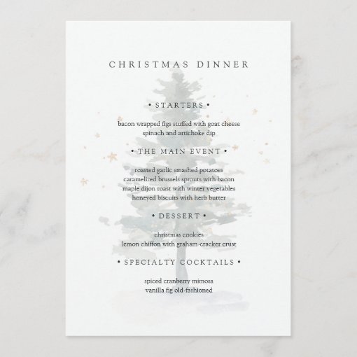 Winter Splendor Watermark Christmas Holiday Menu | Zazzle