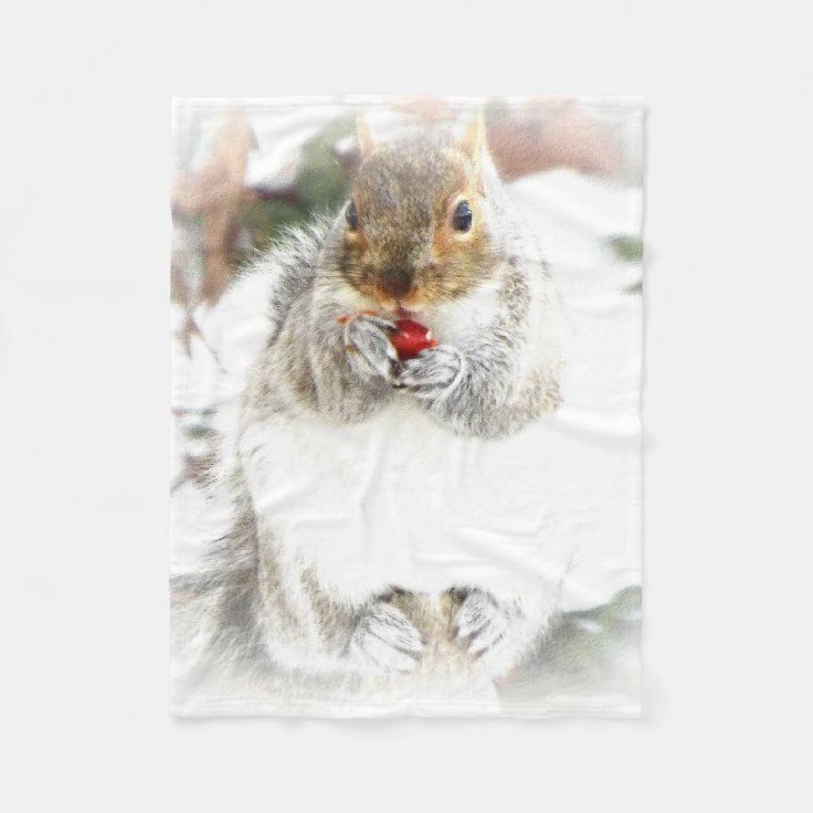 winter squirrel fleece blanket | Zazzle