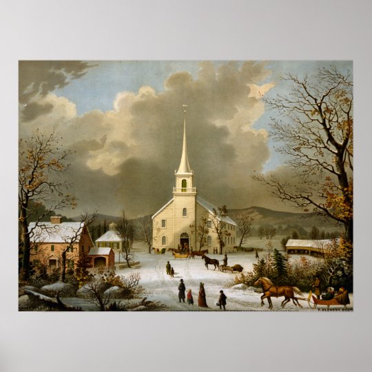 Winter Sunday in olden times Poster | Zazzle.com