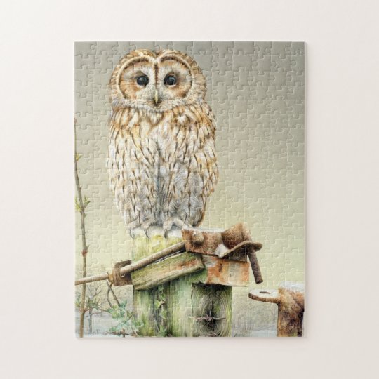 Winter tawny owl bird jigsaw puzzle | Zazzle.com