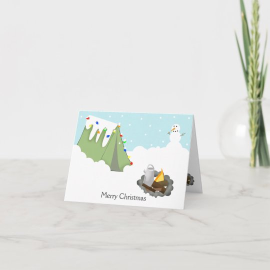 WINTER TENT CAMPING CHRISTMAS CARD | Zazzle.com