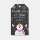 Winter thank you Snow much favor tags Snowman Pink | Zazzle