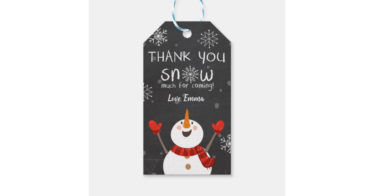 Winter thank you Snow much favor tags Snowman red | Zazzle