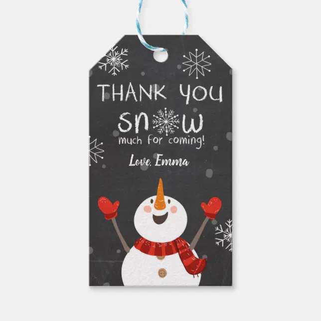 Winter thank you Snow much favor tags Snowman red | Zazzle