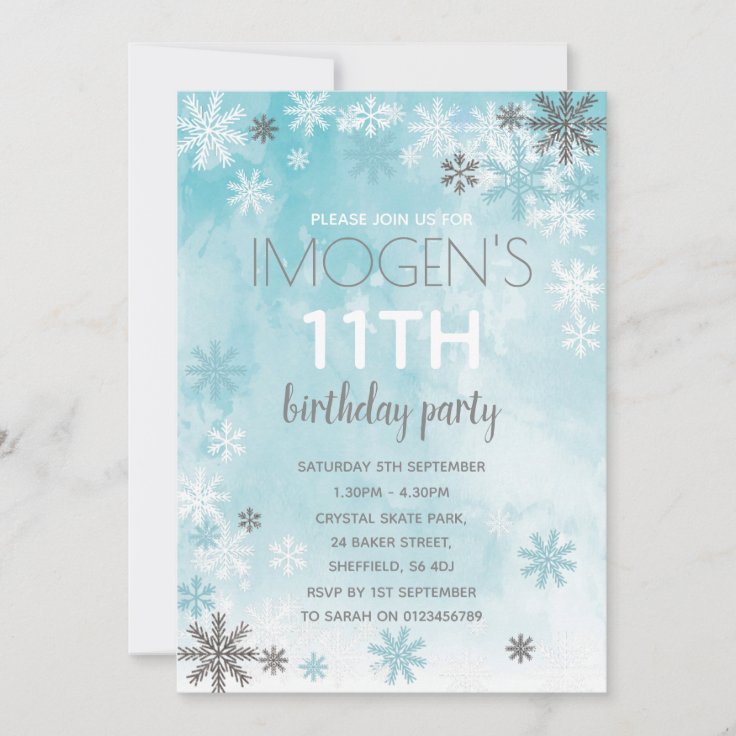 Winter themed birthday party invitation | Zazzle