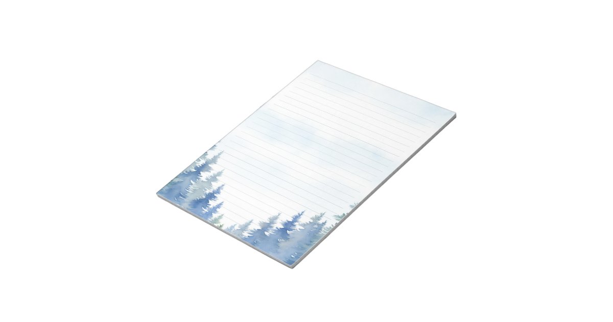 Winter themed pine trees lined notepad | Zazzle