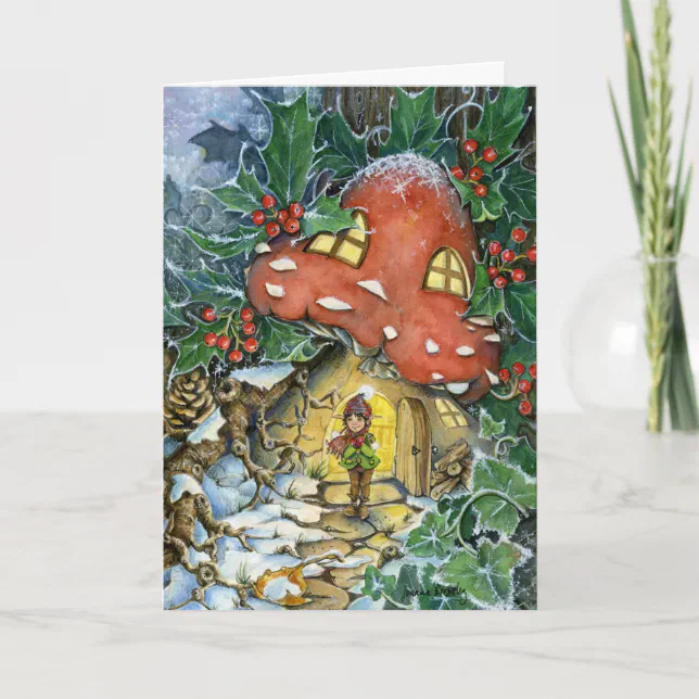 Winter Toadstoole Christmas Holiday Card | Zazzle