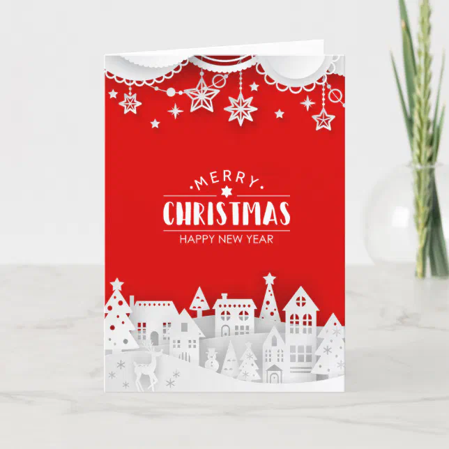 Winter Town Christmas Greeting Card (v1) | Zazzle