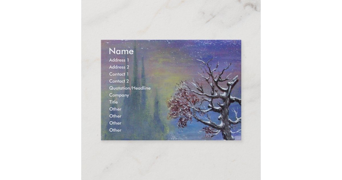 WINTER TREE IN THE SNOW BUSINESS CARD | Zazzle