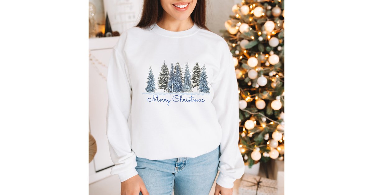 Winter Tree Merry Christmas Sweatshirt | Zazzle