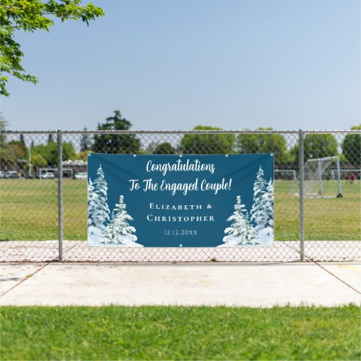 Winter Trees Congratulations Engagement Party Banner | Zazzle