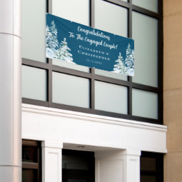 Winter Trees Congratulations Engagement Party Banner | Zazzle