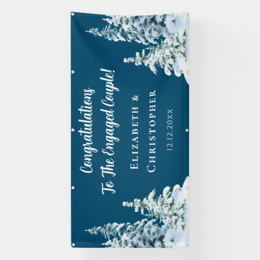 Winter Trees Congratulations Engagement Party Banner | Zazzle