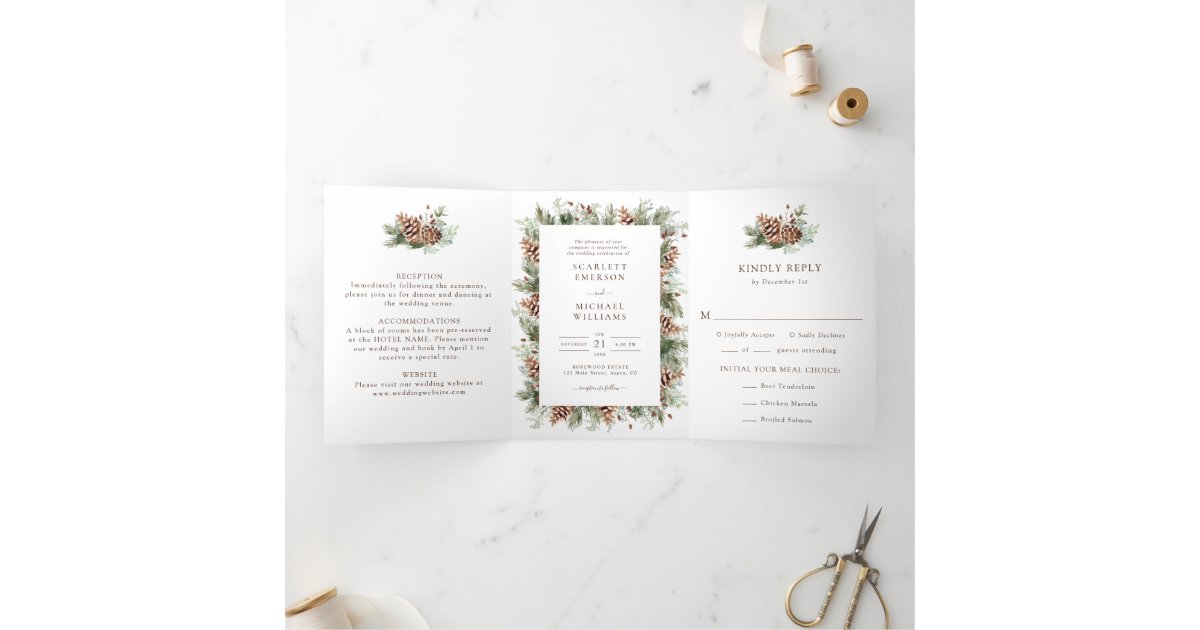 Winter Trifold Wedding Invitation | Zazzle