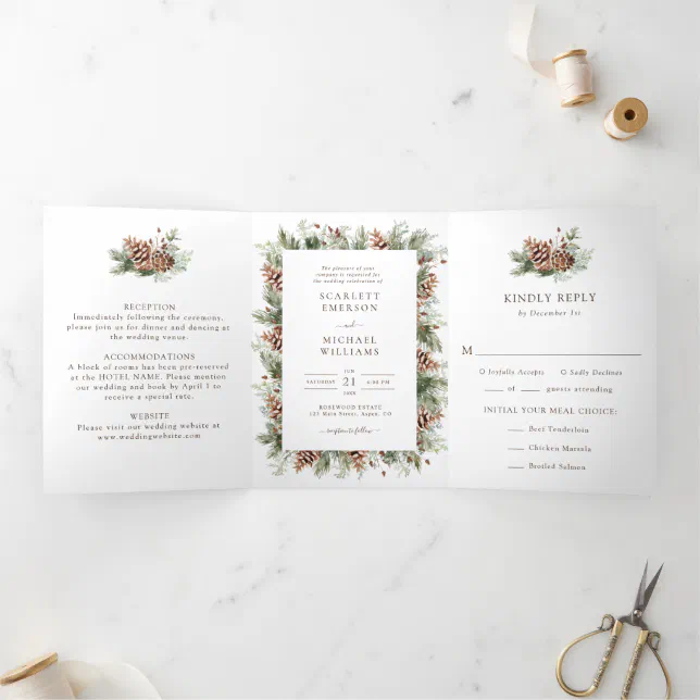 Winter Trifold Wedding Invitation | Zazzle
