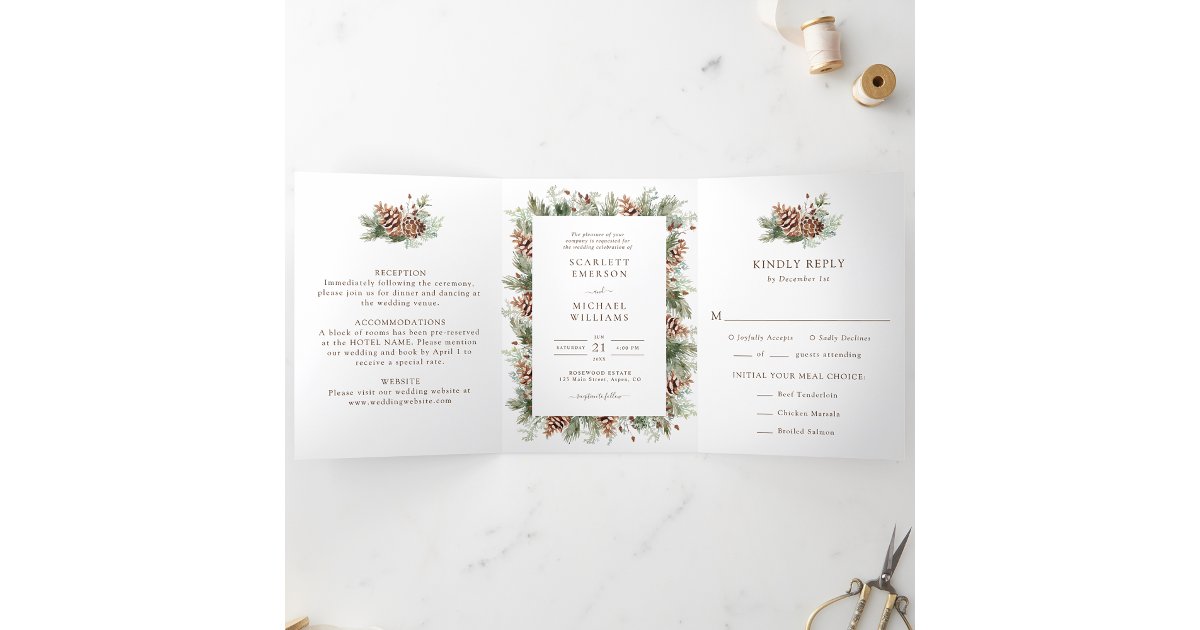 Winter Trifold Wedding Invitation | Zazzle