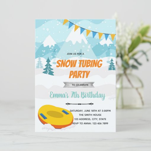 Winter tubing party invitation | Zazzle