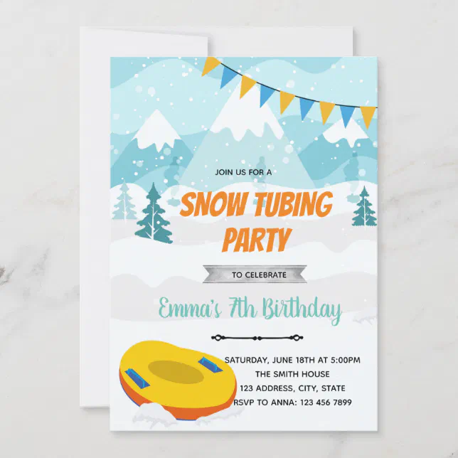 Winter tubing party invitation | Zazzle