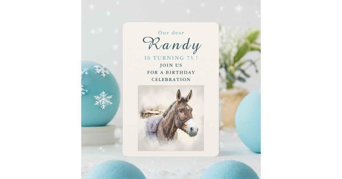 Winter vibes Donkey - Birthday Invitation Card | Zazzle