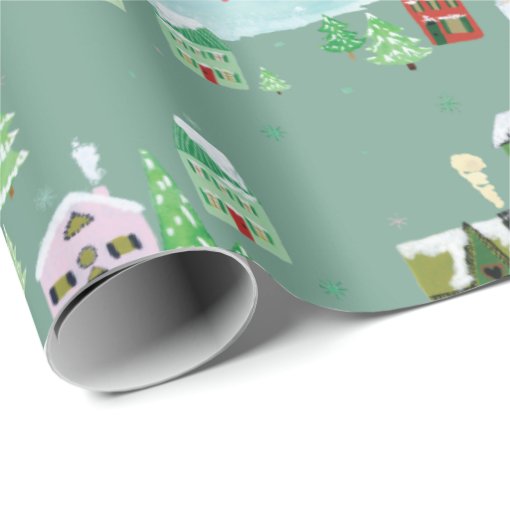 Winter Village Scene Merry Christmas Wrapping Paper | Zazzle