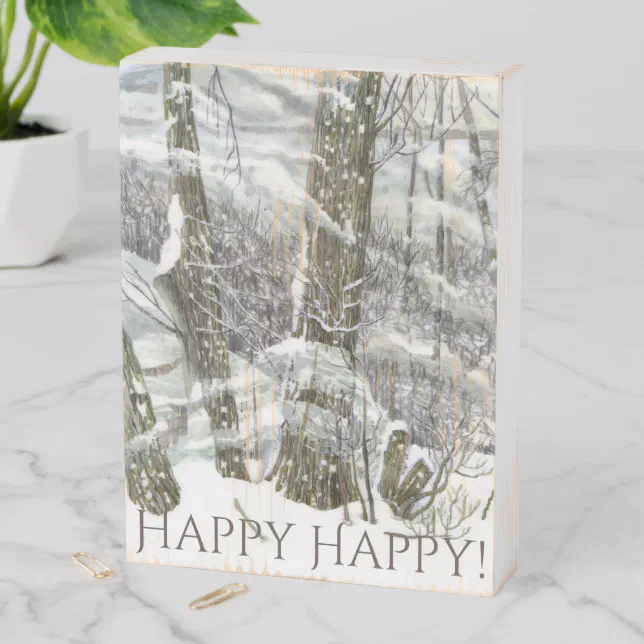 Winter Watercol painting Wooden Box Sign | Zazzle