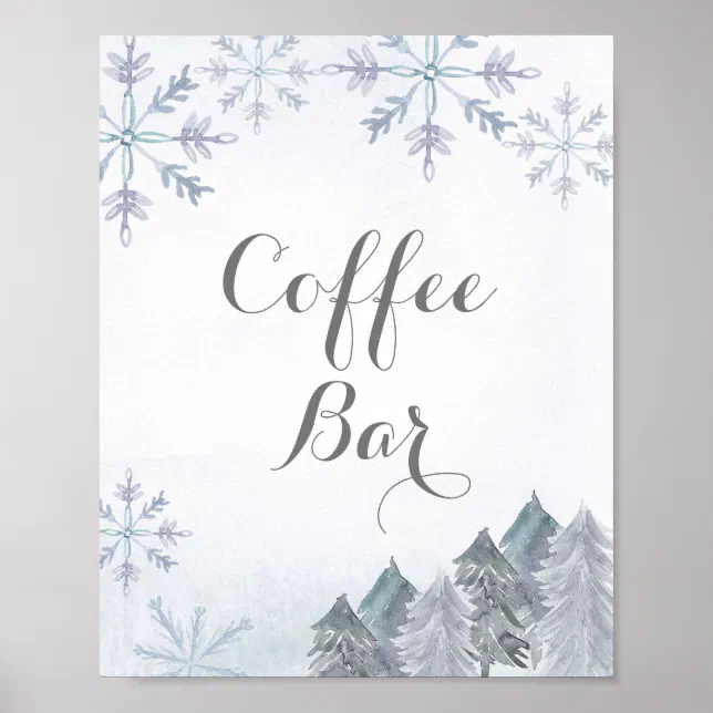 Winter watercolor Coffee Bar Sign | Zazzle