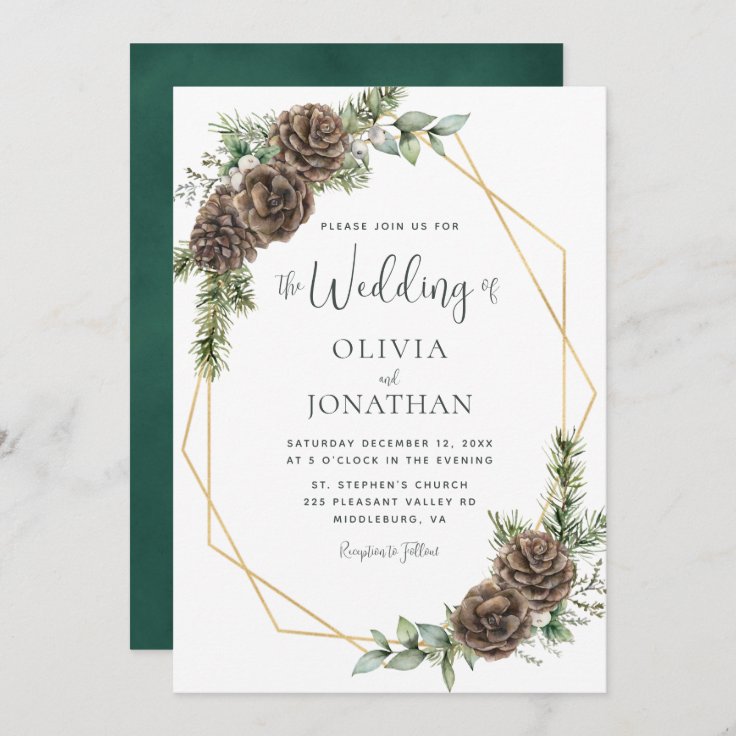 Winter Watercolor Elegant Script Wedding Invitation | Zazzle