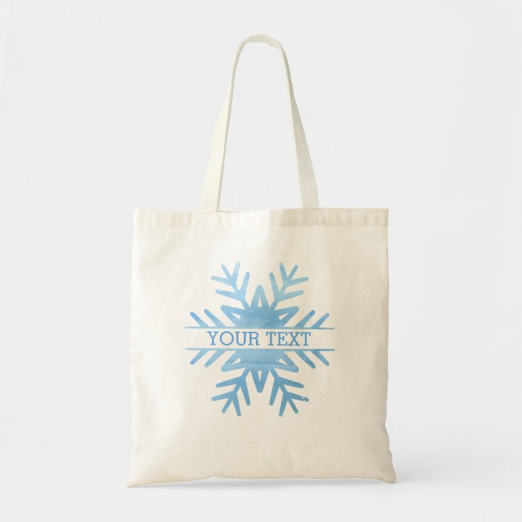 Winter Watercolor Holiday Snowflake Personalized Tote Bag | Zazzle