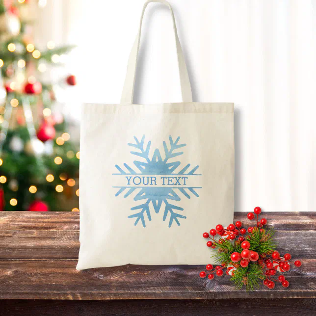 Winter Watercolor Holiday Snowflake Personalized Tote Bag | Zazzle