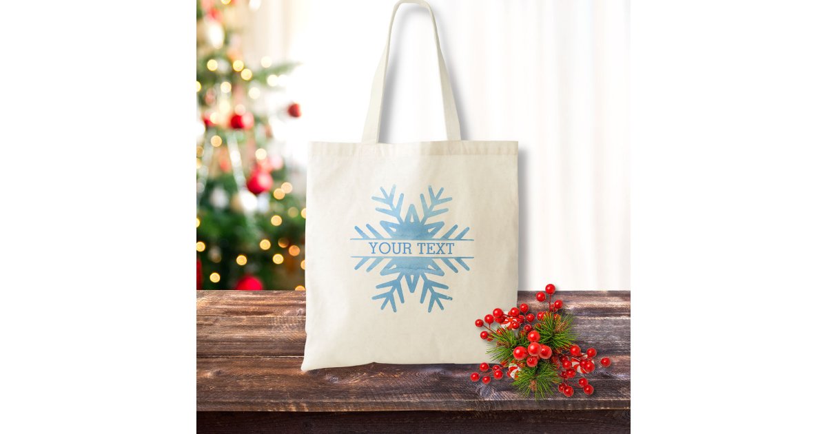 Winter Watercolor Holiday Snowflake Personalized Tote Bag | Zazzle