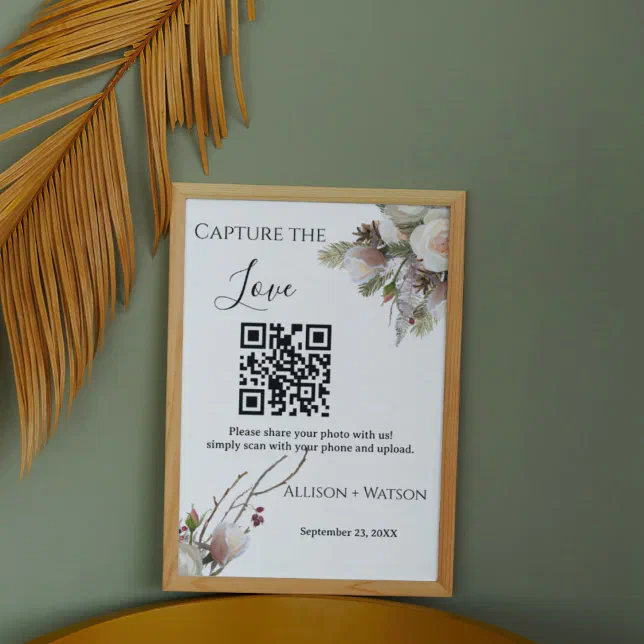 Winter wedding Capture love QR code wedding photo Poster | Zazzle