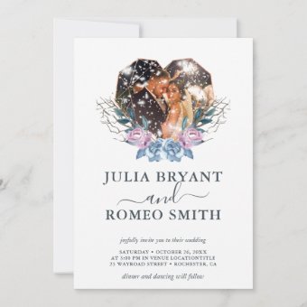 Winter Wedding Heart Shape Photo Invitation | Zazzle